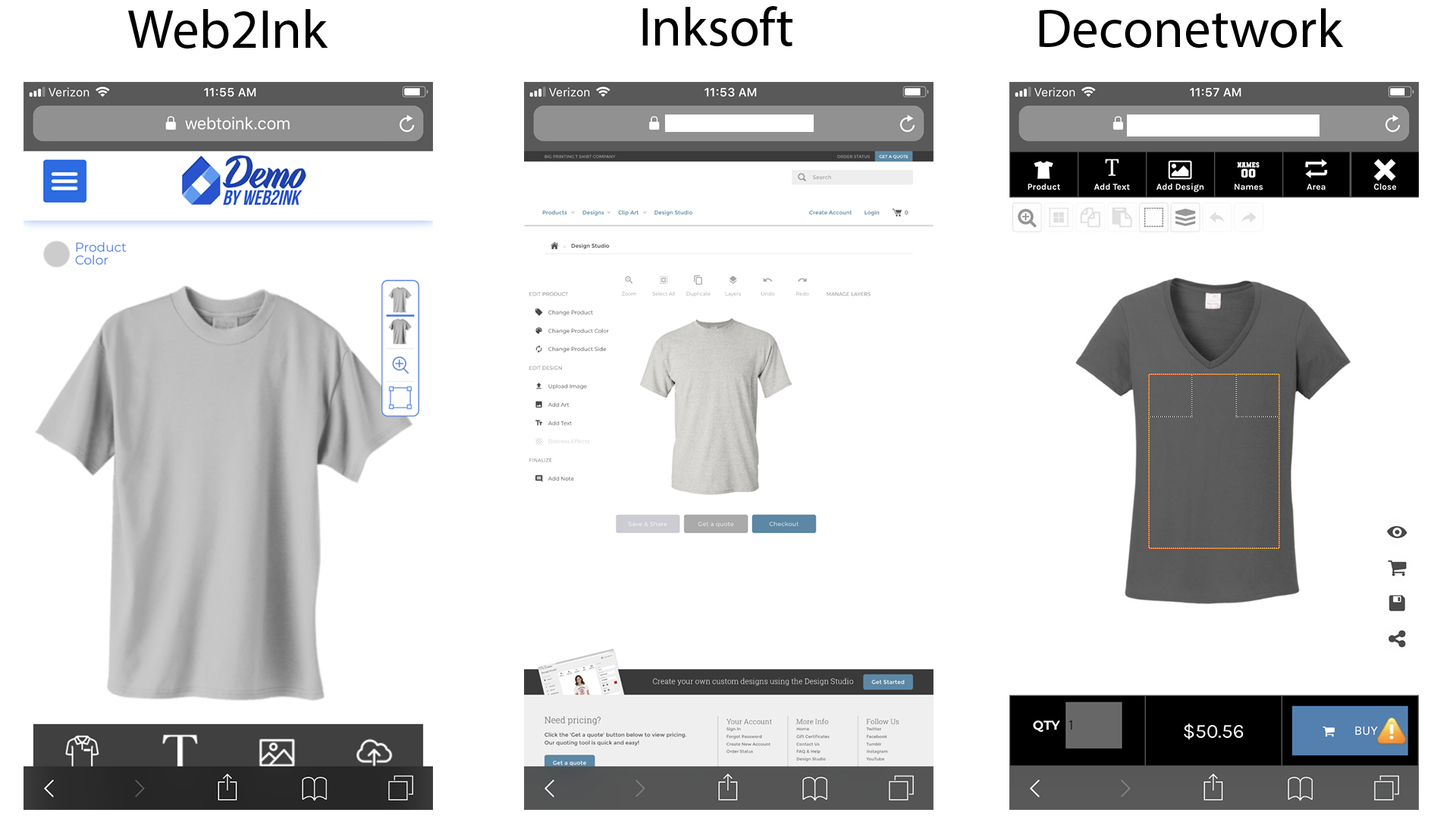 Web2Ink vs Inksoft and Deconetwork - Web2Ink